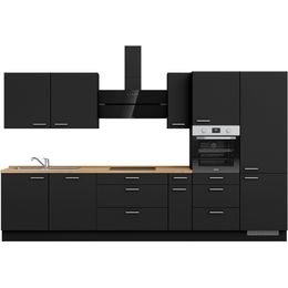 K&uuml;che Nobilia "Touch II", NEU: individuell anpassbar mit gratis Profi-Beratung", schwarz (k&uuml;che: schwarz, korpus: schwarz, arbeitsplatte: eiche sierra nachbildung), B:360,3cm H:216,6cm T:60cm, Komplettk&uuml;chen-Sets, vormontiert, Breite 360 cm, Ausrichtung w&auml;hlbar, wahlw. mit E-Ger&auml;ten