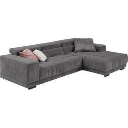 Ecksofa DIE PLANBAR "MP-IN15053 L-Form schmaler Schenkel", grau (anthrazit), B:303cm H:75cm T:190cm, 88% Polyester; 12% Polyamid, Sofas, Ecksofa, wahlweise mit Kopfteilverstellung und manueller Vorziehbank