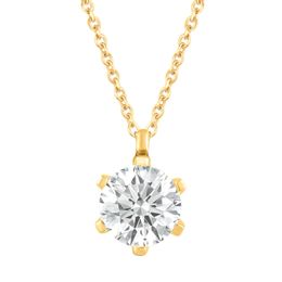 Kette mit Anh&auml;nger ONE ELEMENT "Collier Halskette aus 585 Gold - 45 cm", gold, Halsketten, Damen, 45cm, 0,5, Diamanten Gelbgold 585 Gold, Diamanten, Gelbgold 585, Gold, mit 1 Lab Grown Diamant 0,5 ct