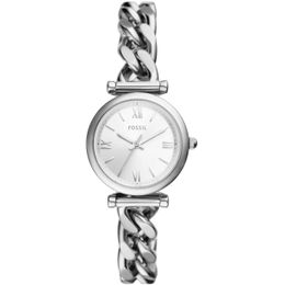 Quarzuhr Fossil "CARLIE MINI", silber (silberfarben, silberfarben), Armbanduhren, Damen, Quarzuhr, Armbanduhr, Damenuhr, Edelstahlarmband