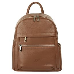 Cityrucksack Samantha Look, Damen, Gr. B/H/T: 24cm x 30cm x 9cm, onesize, braun (cognac), Leder, Rindsleder, Rucks&auml;cke Cityrucksack, echt Leder, Made in Italy