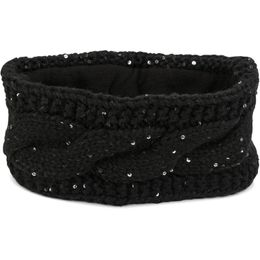 Stirnband styleBREAKER "Grobstrick Stirnband mit Pailletten", Damen, schwarz, Obermaterial: 100% Viskose CV., Modisch, M&uuml;tzen Stirnband