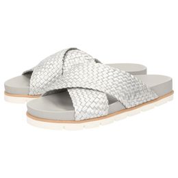 Pantolette Sioux "Libuse-700", Damen, Gr. 37 (UK 4), silber, Obermaterial: 100% Ziegenleder goatskin. 100% Gummi rubber., Schuhe Pantolette