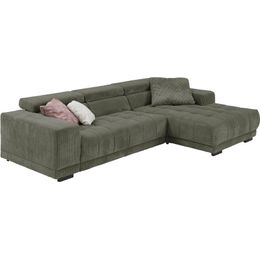 Ecksofa DIE PLANBAR "MP-IN15053 L-Form schmaler Schenkel", forest, B:303cm H:75cm T:190cm, 88% Polyester; 12% Polyamid, Sofas, Ecksofa, mit Kopfteilverstellung, wahlweise mit manueller Vorziehbank