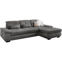 Ecksofa DIE PLANBAR "MP-IN16012 L-Form, mit Federkern-Polsterung", grau, B:309cm H:85cm T:195cm, 85% Polyester;15% Nylon, Sofas, Ecksofa, inkl. Sitztiefenverstellung, wahlweise mit weiteren Funktionen