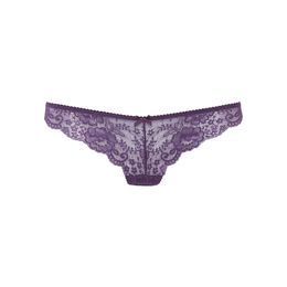 String Lascana, Damen, Gr. 44/46, pflaume, Spitze, Obermaterial: 90% Polyamid, 10% Elasthan, unifarben, k&ouml;rpernah, Unterhosen String, aus sch&ouml;ner Vollspitze und Schleife