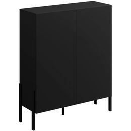 Kommode OTTO HOME "Jukon, Breite 110 cm, moderne grifflose Hochschrank, 2T&uuml;ren", schwarz, B:110cm H:135cm T:40cm, Sideboards, Kommode, Highboard mit viel Stauraum, push-to-open-Funktion
