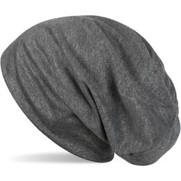 Beanie styleBREAKER "Beanie mit All Over Glitzer", Herren, grau (dunkelgrau meliert), Obermaterial: 100% Viskose CV., Modisch, M&uuml;tzen Beanie