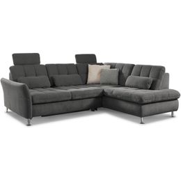 Ecksofa DIE PLANBAR "MP-IN20016 L-Form mit Federkern-Polsterung", grau (anthrazit), B:242cm H:87cm T:116cm, 100% Polyester, Sofas, Ecksofa, wahlweise mit Kopfst&uuml;tzen und Bettfunktion, mit Federkern-Polsterung