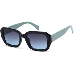 Sonnenbrille styleBREAKER "Retro Sonnenbrille Breiter Rahmen Rechteckig", Damen, bunt (gestell schwarz, hellblau, glas grau verlauf), Elegant, Sonnenbrillen Sonnenbrille
