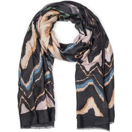 Schal styleBREAKER "Leichter Schal mit Zick-Zack Muster", Damen, schwarz (schwarz, beige), Obermaterial: 100% Viskose CV., Modisch, Modet&uuml;cher Schal