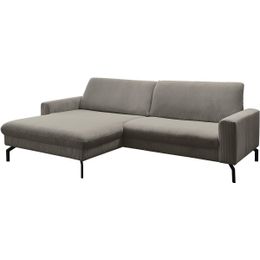 Ecksofa DIE PLANBAR "ZE-EM20028 L-Form, Breite 248 cm", grau (feincord grau), B:248cm T:179cm, 95% Polyester;5% Nylon, Sofas, Ecksofa, wahlweise mit Kopfst&uuml;tzen und Sitztiefenverstellung