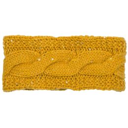 Stirnband styleBREAKER "Grobstrick Stirnband mit Pailletten", Damen, gelb (curry), Obermaterial: 100% Viskose CV., Modisch, M&uuml;tzen Stirnband