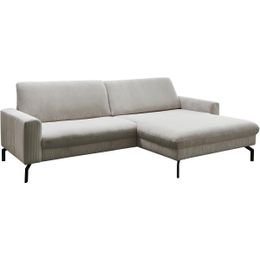 Ecksofa DIE PLANBAR "ZE-EM20028 L-Form, Breite 248 cm", beige (feincord silber), B:248cm T:179cm, 95% Polyester;5% Nylon, Sofas, Ecksofa, wahlweise mit Kopfst&uuml;tzen und Sitztiefenverstellung