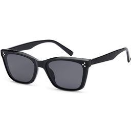Wayfarer styleBREAKER "Nerd Sonnenbrille Flachgl&auml;ser", Damen, grau (gestell schwarz, glas grau get&ouml;nt), Modisch, Sonnenbrillen