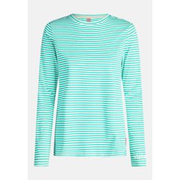 Langarmshirt SALZHAUT "Longsleeve ACHTERN", Damen, Gr. L, blau (sanftes wei&szlig;, lagoon), Obermaterial: 95% Baumwolle CO. 5% Polyester PES., Shirts Langarmshirt