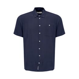 Kurzarmhemd Blend "Kurzarmhemd BHShirt", Herren, Gr. L, N-Gr, blau (marineblaus), Obermaterial: 100% Viskose CV., Hemden