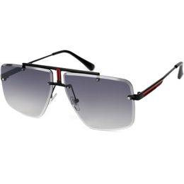 Sonnenbrille styleBREAKER "Rechteckige Retro Sonnenbrille mit Diamant Schliff", Damen, grau (gestell schwarz, glas grau verlauf), Modisch, Sonnenbrillen Sonnenbrille