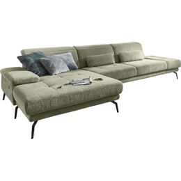 Ecksofa DIE PLANBAR "MP-IN20126 L-Form mit Federkern-Polsterung", gr&uuml;n, B:328cm H:82cm T:190cm, 100% Polyester, Sofas, Ecksofa, mit Kopfteilverstellung, optional Sitztiefen- & Armteilverstellung
