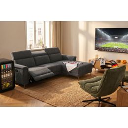 Ecksofa OTTO HOME "LUND Cord, L-Form, 261 cm, man. o. elektr. Relaxfunktion (mit USB-A)", grau (anthrazit), B:261cm H:97cm T:179cm, 100% Polyester, Sofas, Ecksofa, USB-C bei elektrischer Variante und Kopfteilverstellung, Topseller