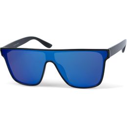 Monoscheibensonnenbrille styleBREAKER "Monoglas Shield Sonnenbrille", Damen, blau (gestell schwarz, glas blau verspiegelt), Modisch, Sonnenbrillen