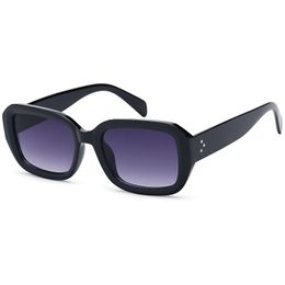 Sonnenbrille styleBREAKER "Retro Sonnenbrille Breiter Rahmen Rechteckig", Damen, grau (gestell schwarz, glas grau verlauf), Elegant, Sonnenbrillen Sonnenbrille