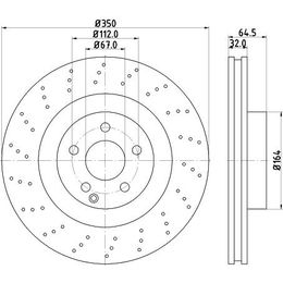 Hella Bremsscheibe 8dd355115401 Gelocht 350mm 32mm f&uuml;r Mercedes