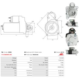 AS-PL Starter s5009 f&uuml;r Opel Ford MITSUBISHI NISSAN RENAULT