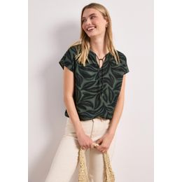 Kurzarmbluse Street One, Damen, Gr. 36, deep bound gr&uuml;n, Web, Obermaterial: 100% Viskose, gebl&uuml;mt, normal h&uuml;ftbedeckend, Rundhals, abgesteppte Kante, Blusen, Sommerbluse mit floralem Muster