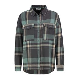 STITCH & SOUL Stitch & Soul Hemd in Anthrazit/ Gr&uuml;n - 64% | Gr&ouml;&szlig;e M | Damen-blusen