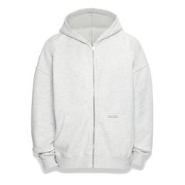 Sweatjacke DROPSIZE "Dropsize Herren Bazix Republiq Super Heavy Rib Zipper", Herren, Gr. XL, oatmelange, 80% Baumwolle, 20% Polyester, unifarben, Sweatjacken Sweatjacke