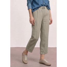 Stoffhose Street One "Style Emee", Damen, Gr. 44, L&auml;nge 26, timeless beige, Web, Obermaterial: 100% Leinen, unifarben, weit lang, Hosen Stoffhose, Leinenhose mit Schnallendetail