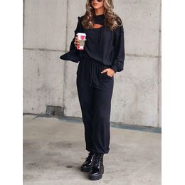 Milan Kiss 2tlg. Outfit in Schwarz - 66% | Gr&ouml;&szlig;e S | Damen-sweatshirts-jacken