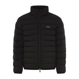 Steppjacke Calvin Klein, Herren, Gr. L, schwarz, Web, Obermaterial: 100% Polyester, unifarben, regular fit normal, hoch geschlossener Ausschnitt, abgesteppte Kante, Jacken Steppjacke, Stehkragen, 2-Wege-Zipper, Regular Fit