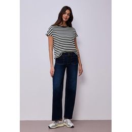 Street One Shirt in Dunkelblau/ Wei&szlig; - 42% | Gr&ouml;&szlig;e 38 | Damen-tops