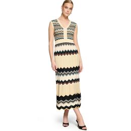 Strickkleid Zero "Damen mit Lurexfaden", Damen, Gr. 34, Normalgr&ouml;&szlig;en, nature, braun, Strick, Obermaterial: 52% Viskose, 6% Metall, 28% Polyamid, 14% Polyester, bedruckt, A-Linie lang, V-Ausschnitt, Kleider Strickkleid, Material