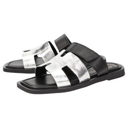Pantolette Sioux "Molsirka-700", Damen, Gr. 36 (UK 3 1/2), silber, Obermaterial: 50% Ziegenleder goatskin. 50% Kalbsnappaleder CANA. 100% Gummi rubber., Schuhe Pantolette