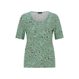 Kurzarmshirt GOLDNER "Viskoseshirt im Leo Look", Damen, Gr. 38, gr&uuml;n (mint, gemustert), Obermaterial: 95% Viskose CV. 5% Elasthan EL., Modisch, Gerade, Shirts, stretchbequemer Viskosejersey
