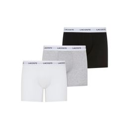 Boxer Lacoste "Boxer Brief", Herren, Gr. L, bunt (wei&szlig;, grau, schw), Jersey, Obermaterial: 95% Baumwolle, 5% Elasthan, unifarben, figurbetont, Unterhosen, mit Lacoste-Schriftzug am Bund