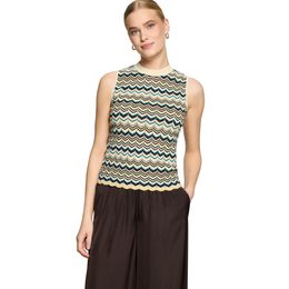Stricktop Zero "Damen mit Muster", Damen, Gr. 34, nature, braun, Strick, Obermaterial: 20% Polyester, 25% Polyamid, 8% Metall, 47% Viskose, figurbetont normal, Rundhals, Tops Stricktop, Struktur