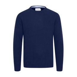 Strickfleece-Pullover Casual Friday "Strickpullover CFKarl", Herren, Gr. L, blau (navy blazer), Obermaterial: 80% Wolle WO. 20% Polyamid PA., Pullover