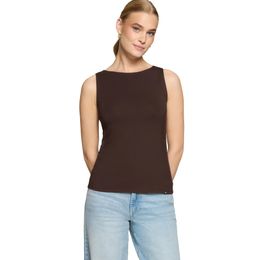 Tanktop Zero "Damen Shirt mit U-Boot-Ausschnitt", Damen, Gr. 34, chocolate plum, Jersey, Obermaterial: 47% Modal, 47% Baumwolle, 6% Elasthan, Basic, figurbetont normal, U-Boot-Ausschnitt, Tops Tanktop, Material