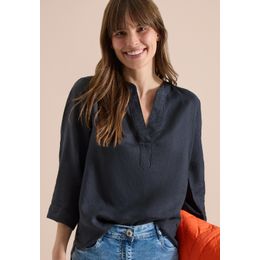 Shirtbluse Cecil, Damen, Gr. L (42), volcanic grau, Web, 100% Leinen, unifarben, klassisch normal, Rundhals, B&uuml;ndchen, Blusen, aus Leinen