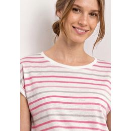 Shirttop Street One, Damen, Gr. 34, magenta dream, Jersey, Obermaterial: 80% Polyester, 20% Viskose, gestreift, normal h&uuml;ftbedeckend, Rundhals, mit Aufschlag abgerundeter Saum, Tops Shirttop, Dropped Shoulder Sommershirt mit Streifen