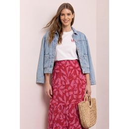 Maxirock Street One, Damen, Gr. 40, rosa (salsa rot), Web, Obermaterial: 100% Polyester, bedruckt, gebl&uuml;mt, normal lang, R&ouml;cke Maxirock, Sommer aus Chiffon mit Print/Weich fallende Volants