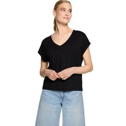 T-Shirt Zero "Damen mit V-Ausschnitt", Damen, Gr. 34, schwarz beauty, Jersey, Obermaterial: 55% Viskose, 45% Polyester, figurumspielend normal, V-Ausschnitt, Shirts T-Shirt, Material