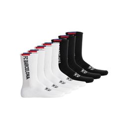 Kurzsocken FC Barcelona "Socken FCB Crew Socks 7-Pack 7er Pack", Herren, Gr. 35-38, bunt (wei&szlig;, schwarz), Obermaterial: 80% Baumwolle CO. 18% Polyamid PA. 2% Elasthan EL., Socken