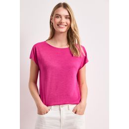 Shirttop Street One, Damen, Gr. 36, magenta dream, Jersey, Obermaterial: 55% Polyester, 45% Viskose, meliert, normal h&uuml;ftbedeckend, U-Boot-Ausschnitt, Tops Shirttop, Sommershirt mit Boat Neck und Smok-Detail