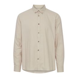 !Solid Langarmhemd SOLID "Langarmhemd SDPepe", Herren, Gr. L, N-Gr, beige (humus melange), Obermaterial: 60% Baumwolle CO. 40% Polyester PES., Hemden