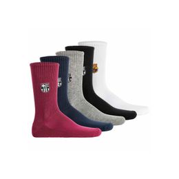 Kurzsocken FC Barcelona "Socken FCB Crew Socks 5-Pack Embroidery 5er Pack", Herren, Gr. 35-38, bunt (wei&szlig;, schwarz, grau, blau, fuchsia), Obermaterial: 80% Baumwolle CO. 18% Polyamid PA. 2% Elasthan EL., Socken